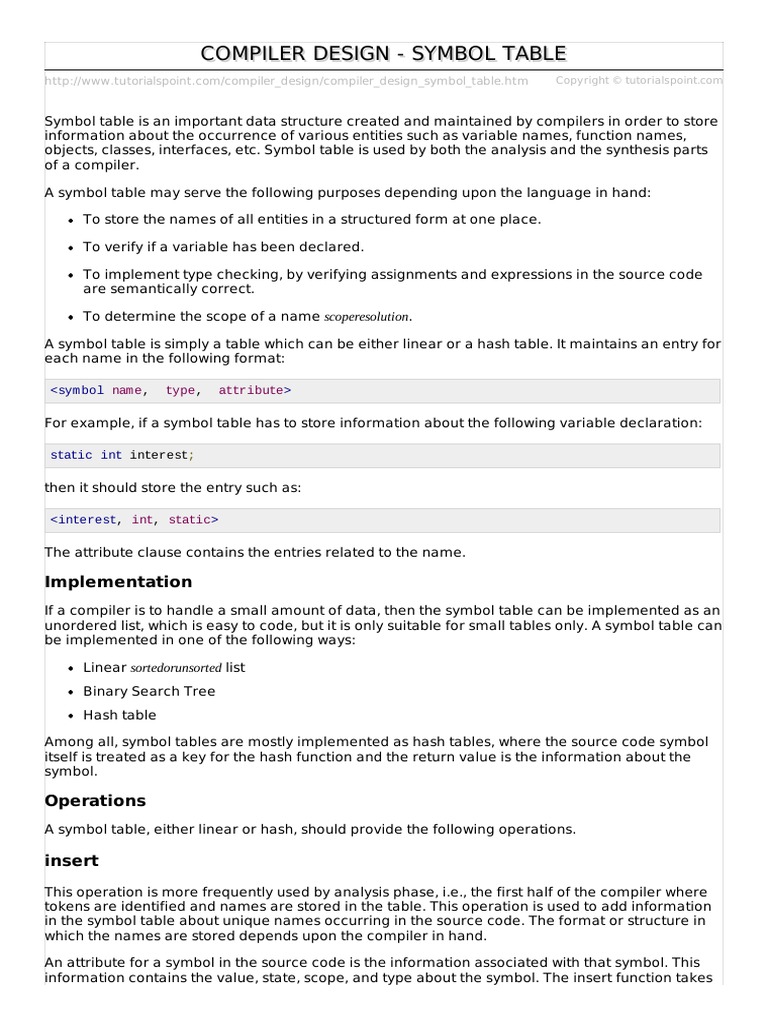 Compiler Design Symbol Table | PDF | Scope (Computer Science) | Subroutine