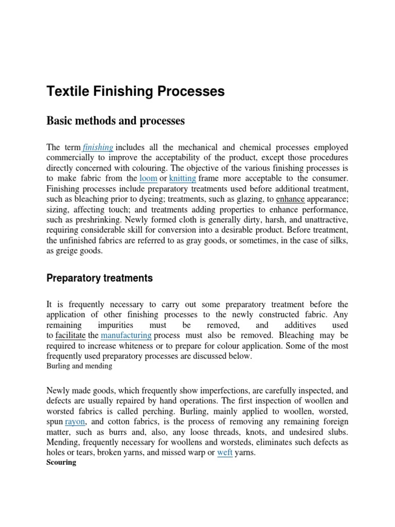 Textile Finishing Processes: Basic Methods and Processes | PDF ...