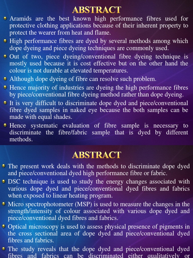 Final PPT of Discrimination Between Dope Dyed and Piece Dyed High | PDF ...