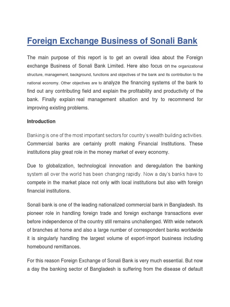 Sonali Bank's Foreign Exchange Operations | PDF | Letter Of Credit ...