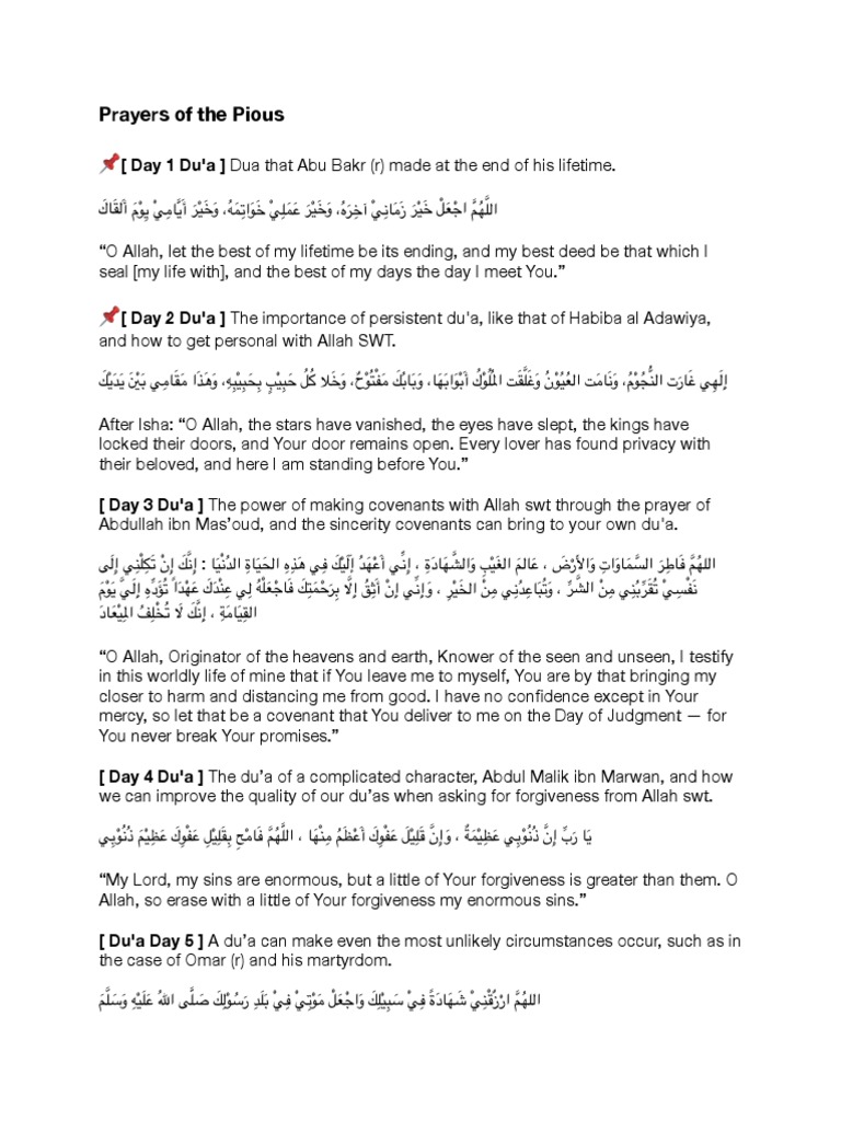 Prayers of The Pious | PDF | Umar | Forgiveness