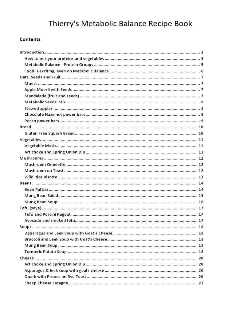 Metabolic Balance Recipes From Thierry Clerc | PDF | Salad | Curry