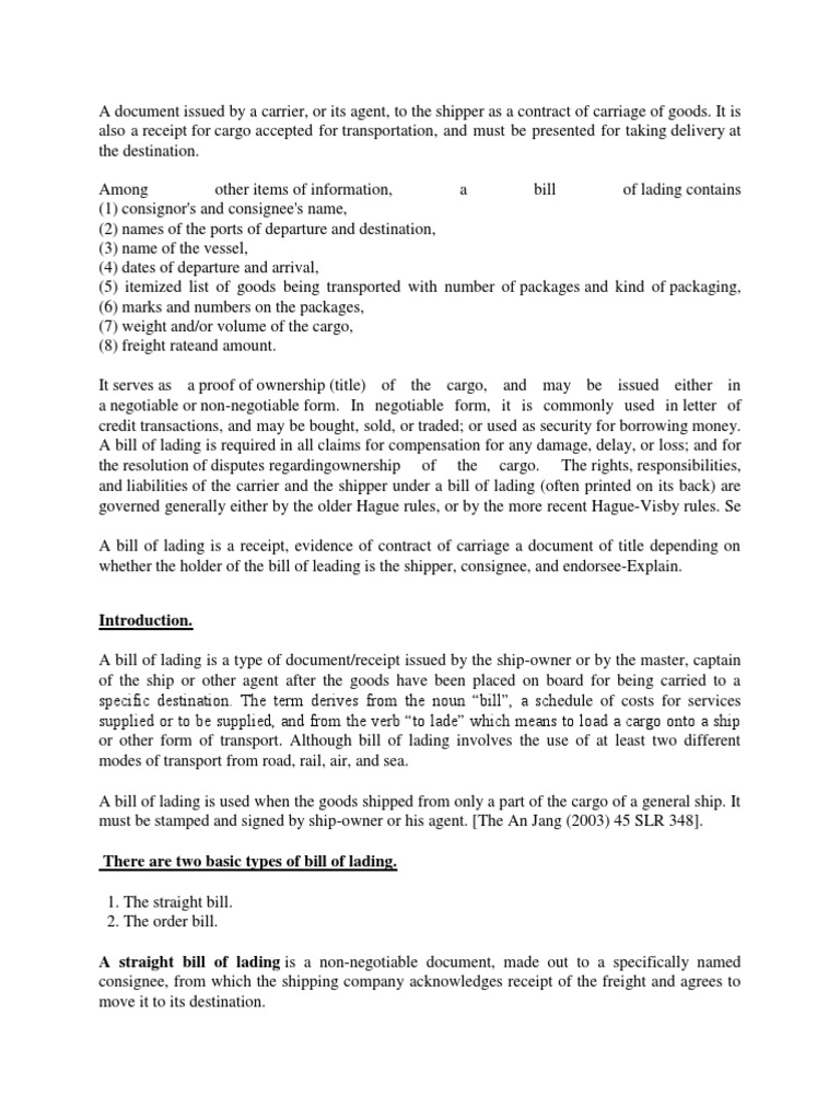 BL | PDF | Bill Of Lading | Consignee