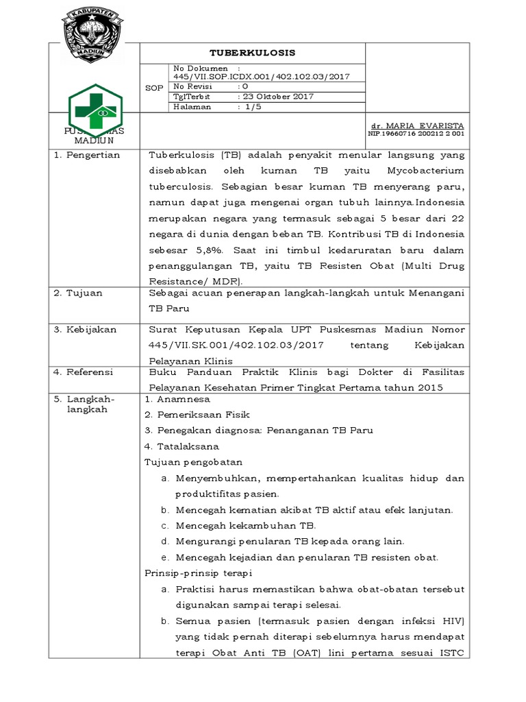 Sop Tuberkulosis (TB) Paru | PDF