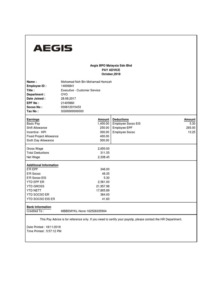 ESS Payslip 14006841 685342 | PDF