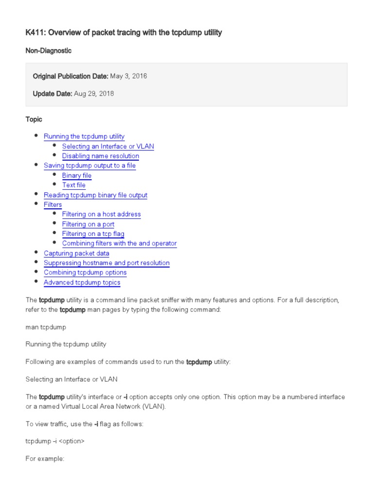 K411 - Overview of Packet Tracing With The Tcpdump Utility | PDF | Port (Computer Networking ...