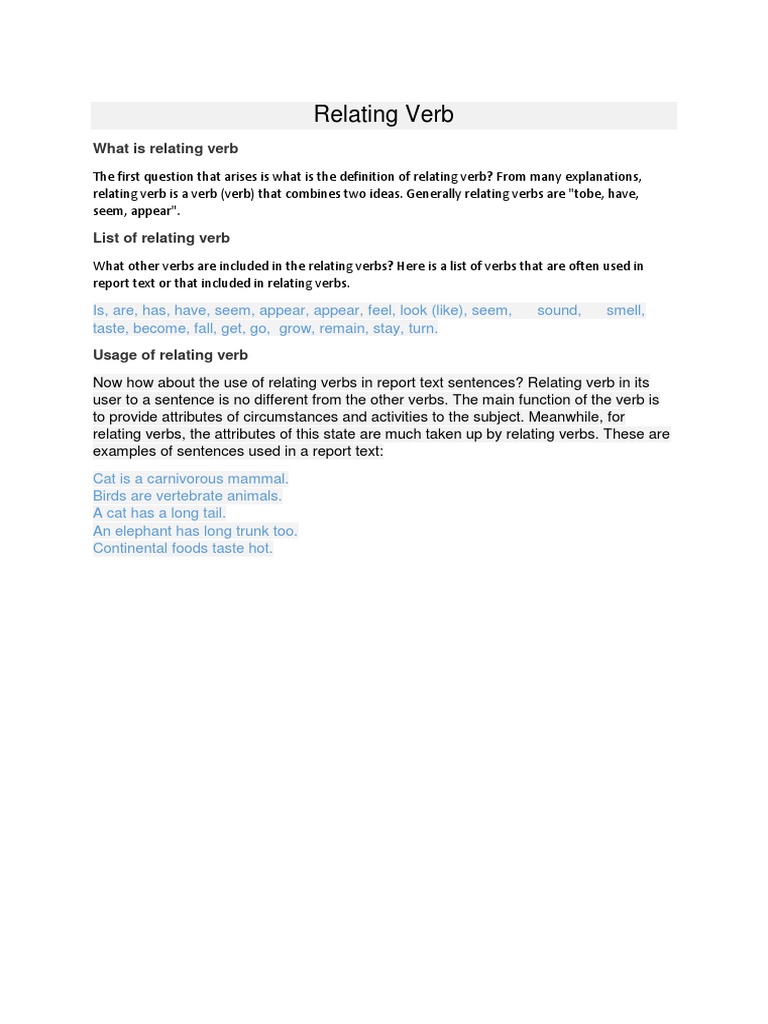 Relating Verb | PDF
