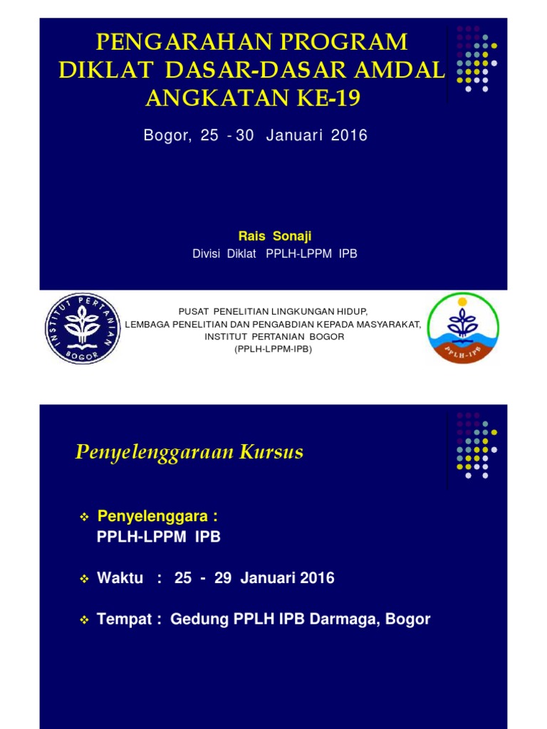 Diklat Dasar AMDAL di IPB 2016 | PDF