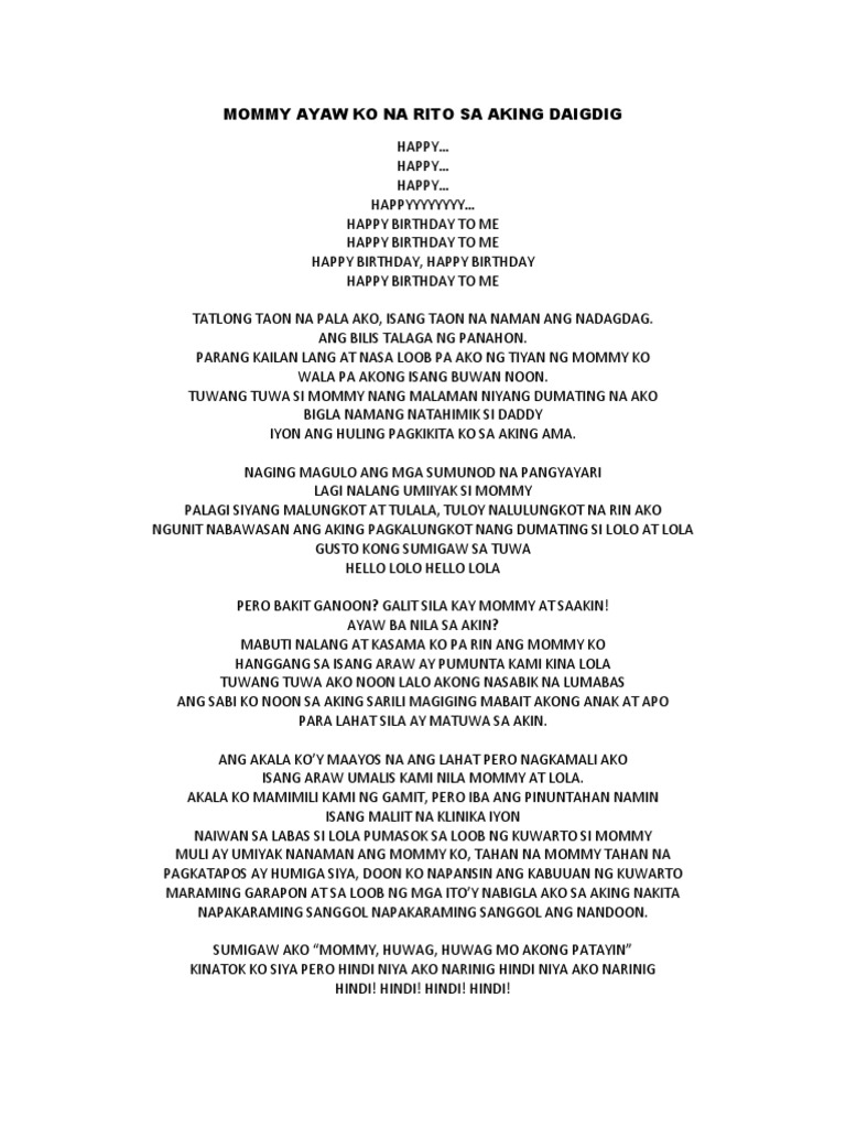 Mommy Ayaw Ko Na Rito Sa Aking Daigdig | PDF