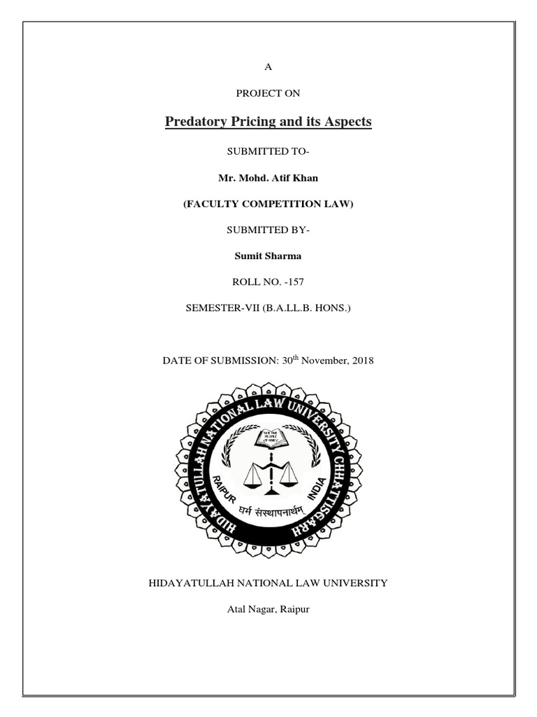 Predatory Pricing and Its Aspects - Competition Law | PDF | Competition ...