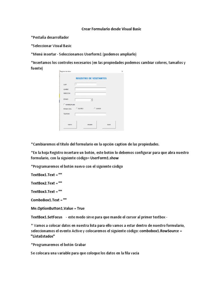 Crear Formulario Desde Visual Basic | PDF