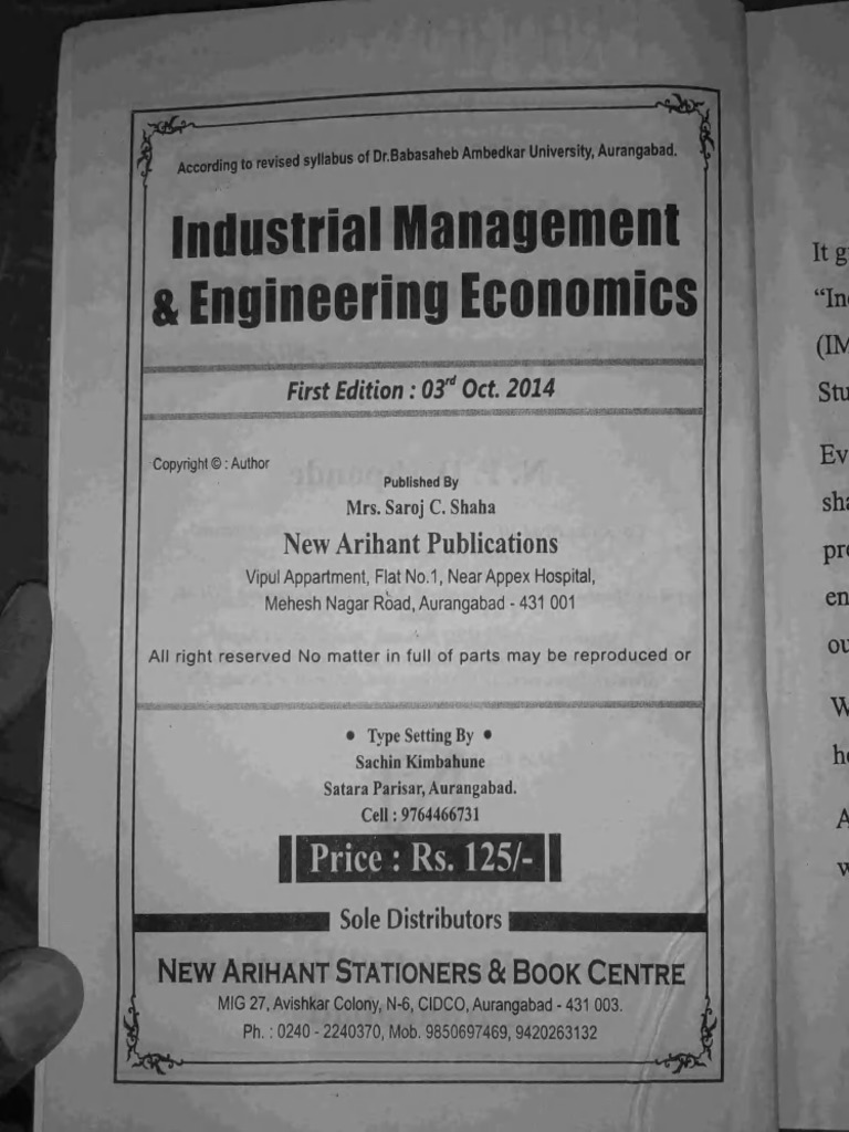 Industrial Management & Engineering Economics | PDF