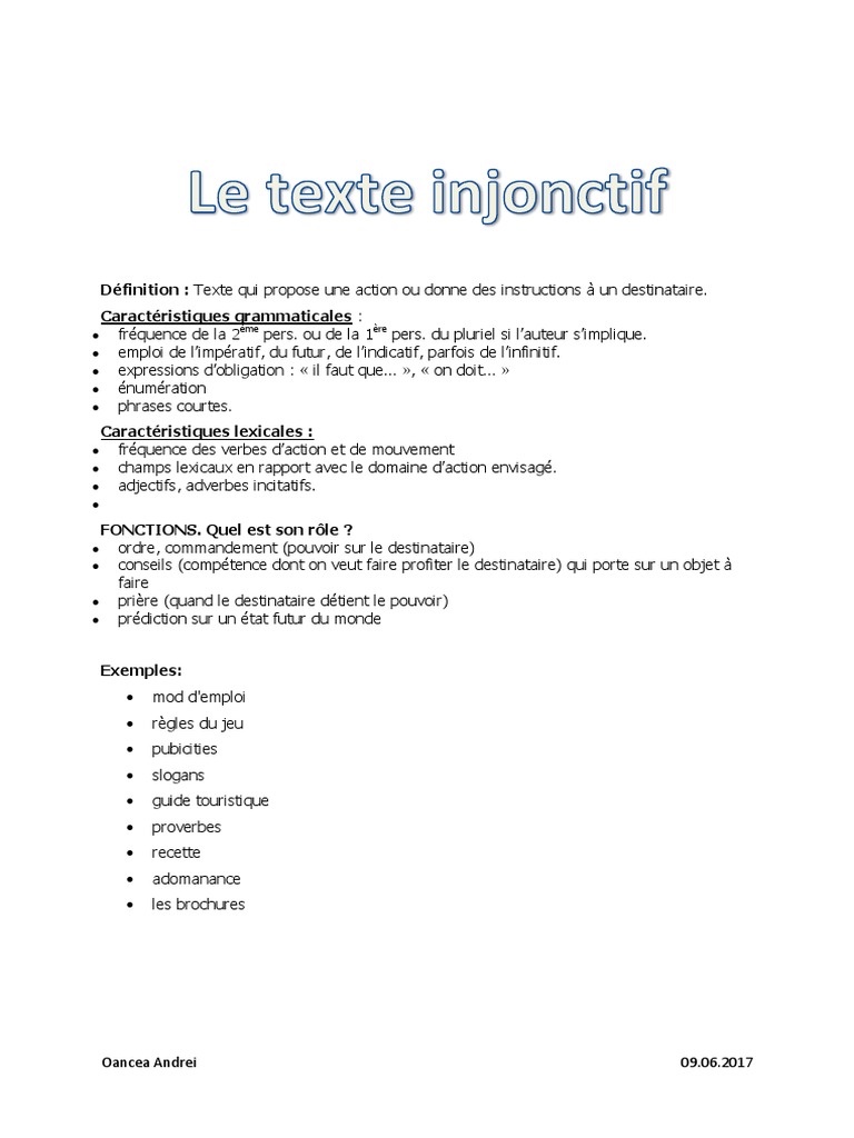 Caractéristiques du texte injonctif | PDF | Phrase | Langues