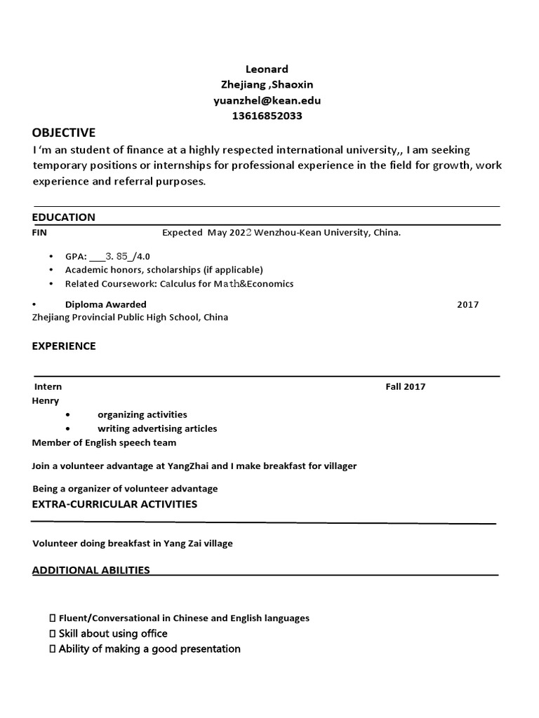 Final Resume Example | PDF