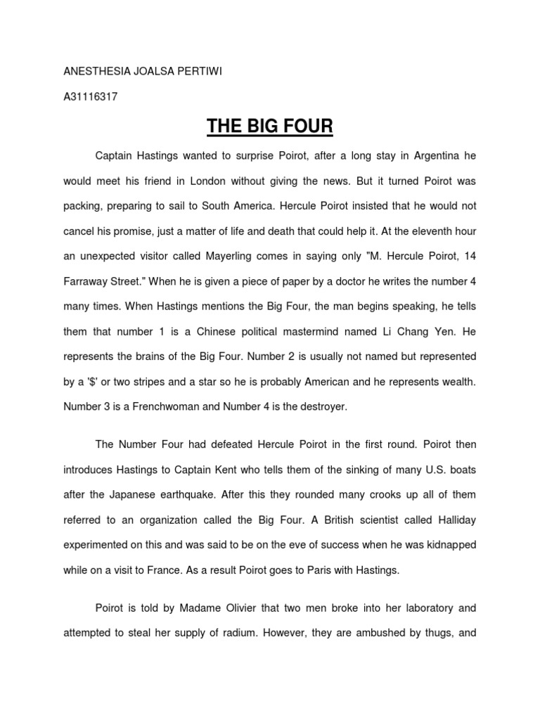Summary The Big Four | PDF | Hercule Poirot | Agatha Christie Characters