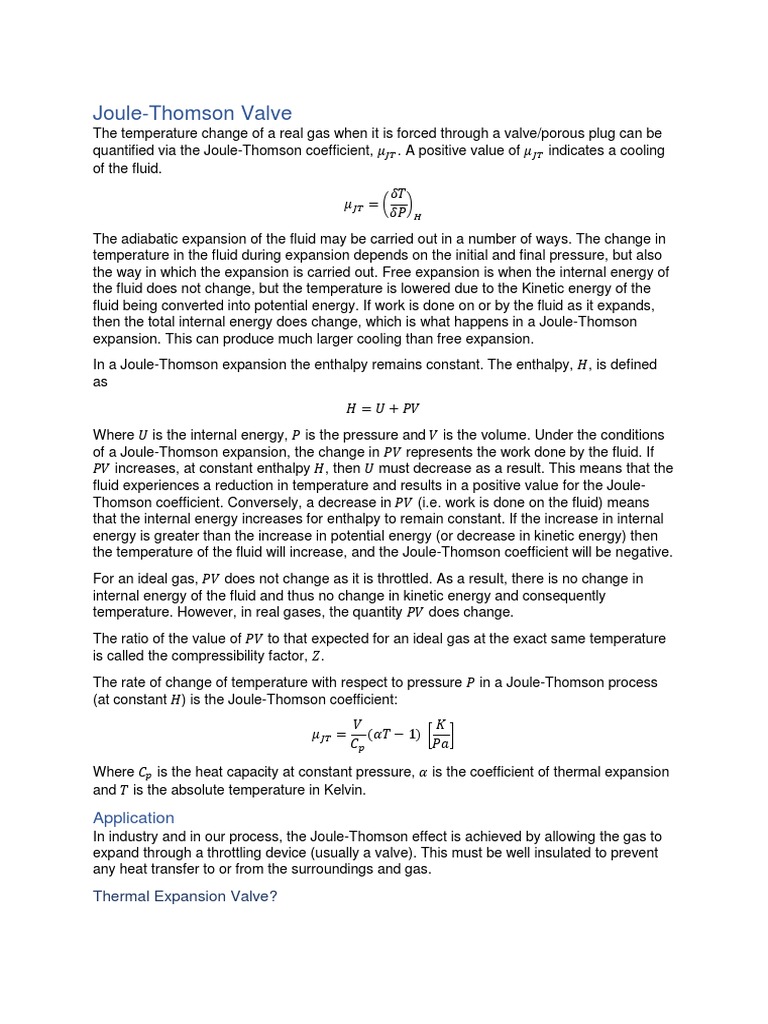 Joule Thomson Effect | PDF | Branches Of Thermodynamics | Mechanics Joule Thomson Effect | PDF | Branches Of Thermodynamics | Mechanics