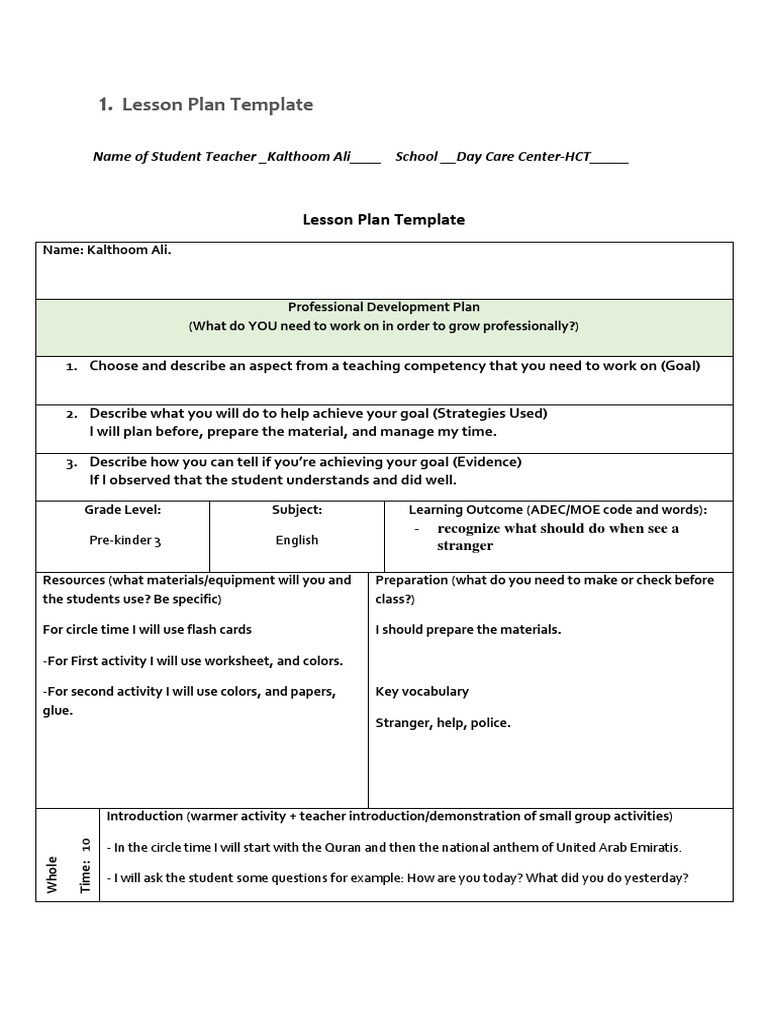 Pre-K Safety Lesson Plan | PDF | Lesson Plan | Quality Of Life