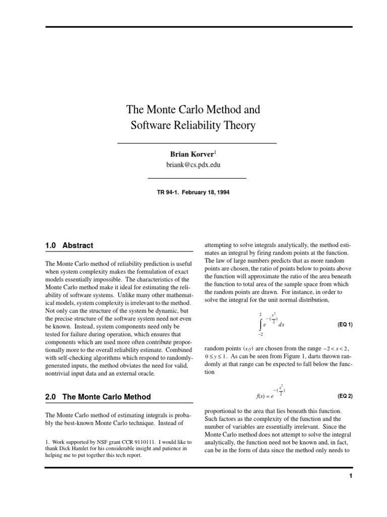Brian Korver Montecarlo | PDF | Monte Carlo Method | Reliability Engineering