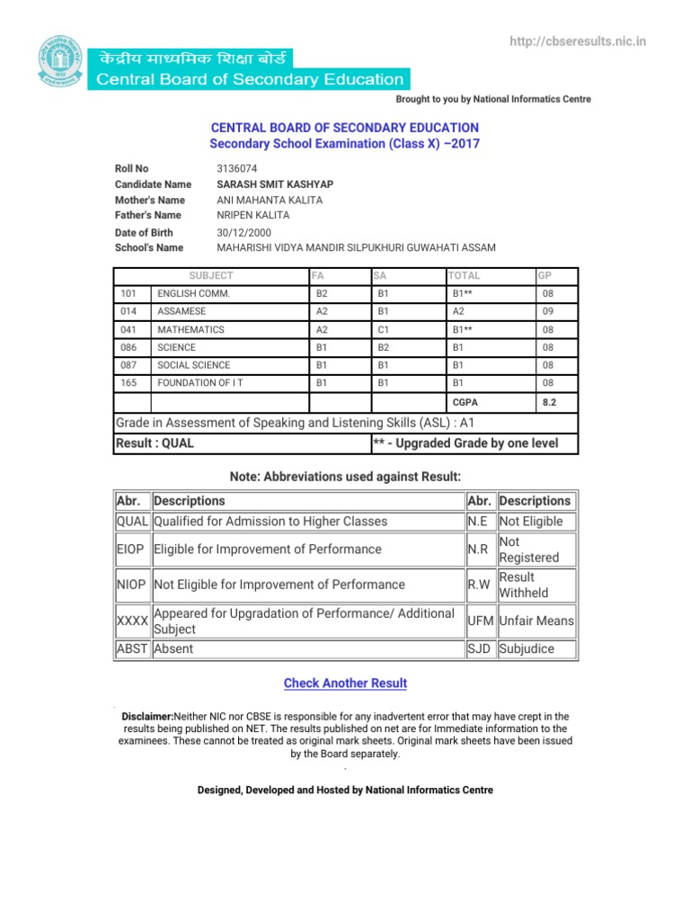 Central Board of Secondary Education Secondary School Examination ...