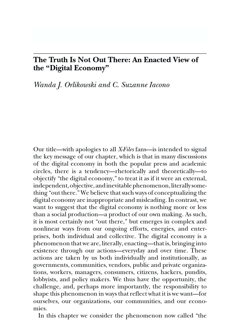 Shaping the Digital Economy: An Enacted View of Organizational Change ...