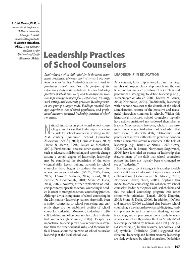Leadershippractices | PDF | School Counselor | Leadership