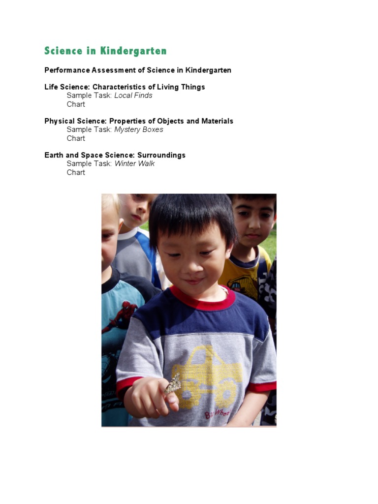 Science in Kindergarten: Sample Task: Local Finds Chart | PDF ...