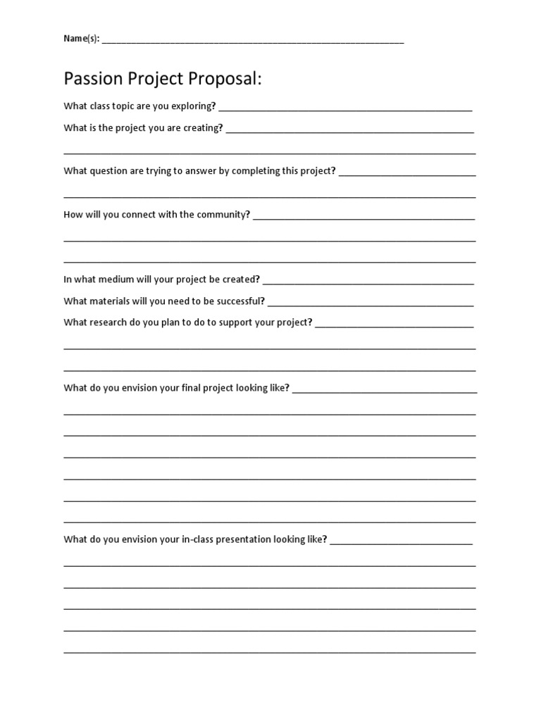 Passion Project Proposal | PDF