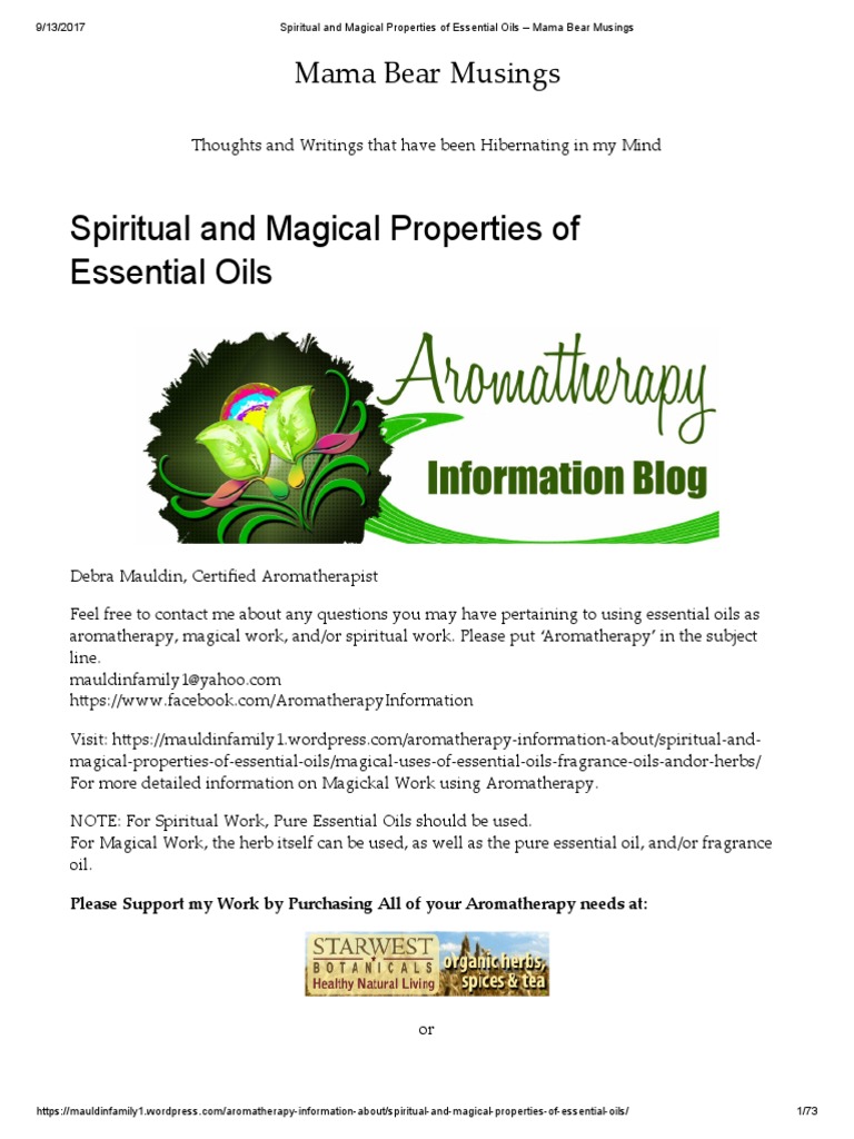 Spiritual and Magical Properties of Essential Oils - Mama Bear Musings ...