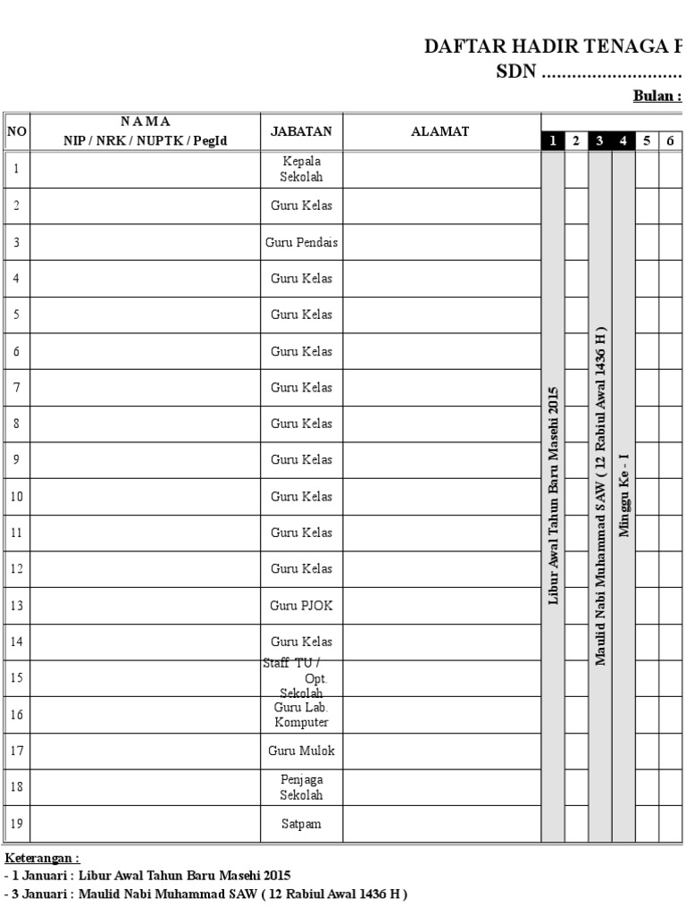Format Absen Guru | PDF