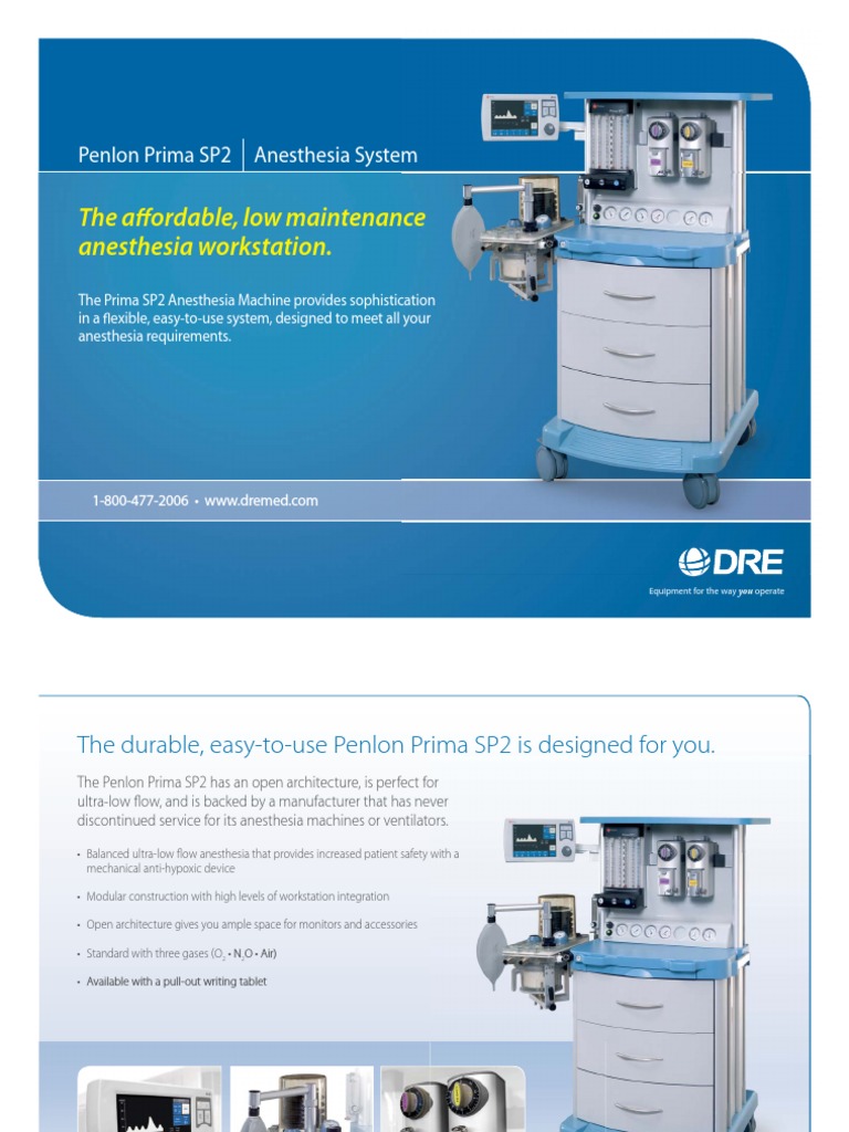 Penlon Prima Sp2 Booklet | PDF | Breathing | Pressure Measurement