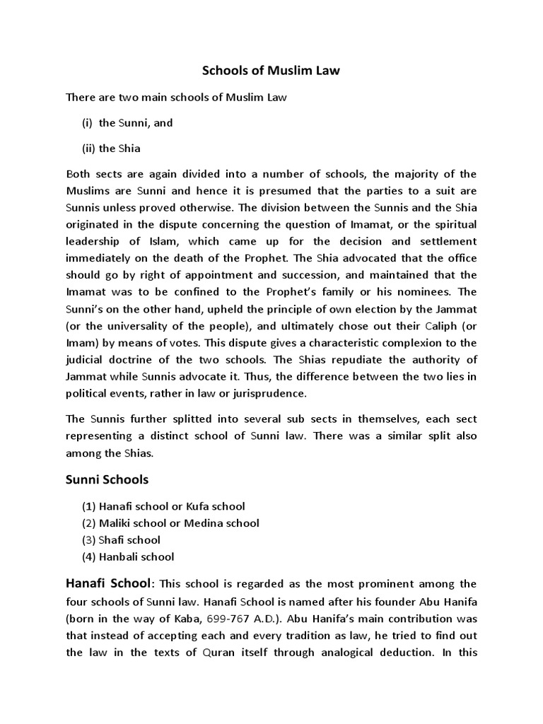 Overview of Muslim Law Schools | PDF | Isma'ilism | Islamic Jurisprudence