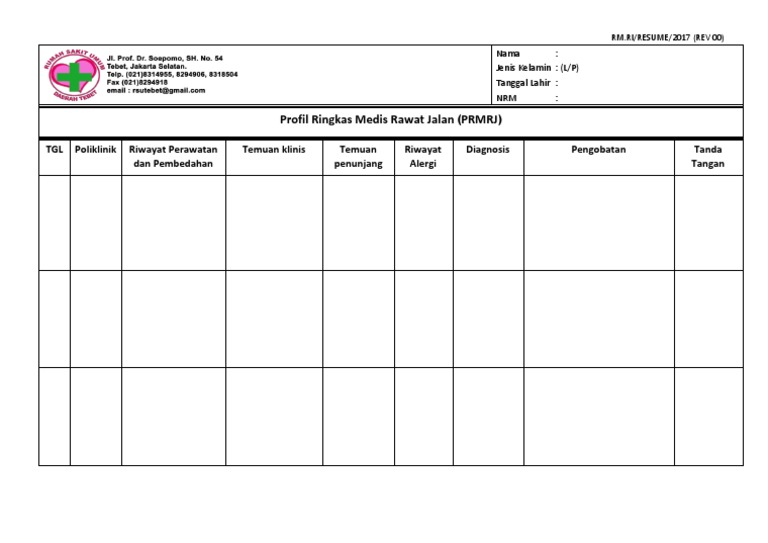 FORM PRMRJ Belum Revisi | PDF
