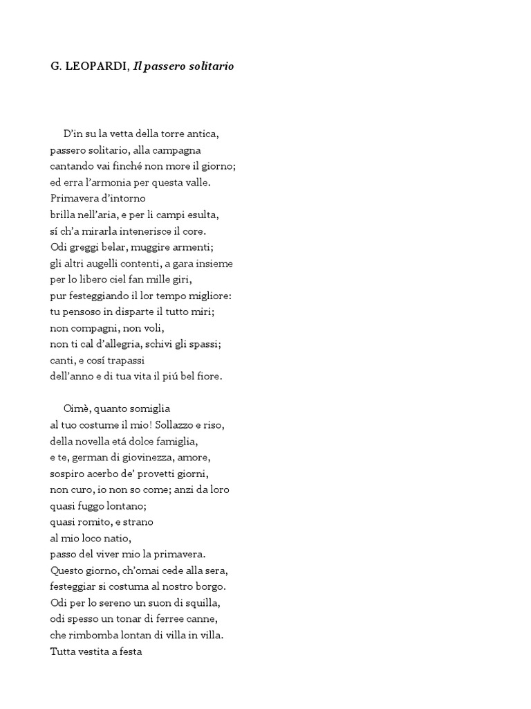 Passero Solitario | PDF