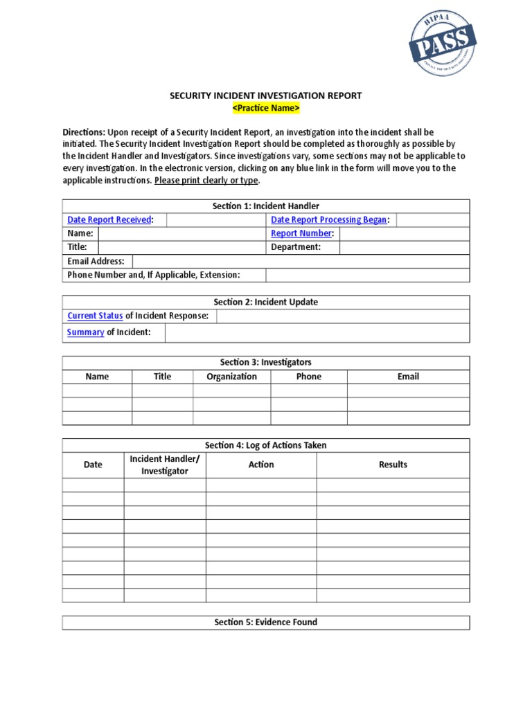 Security Incident Investigation Report | PDF | Health Insurance ...