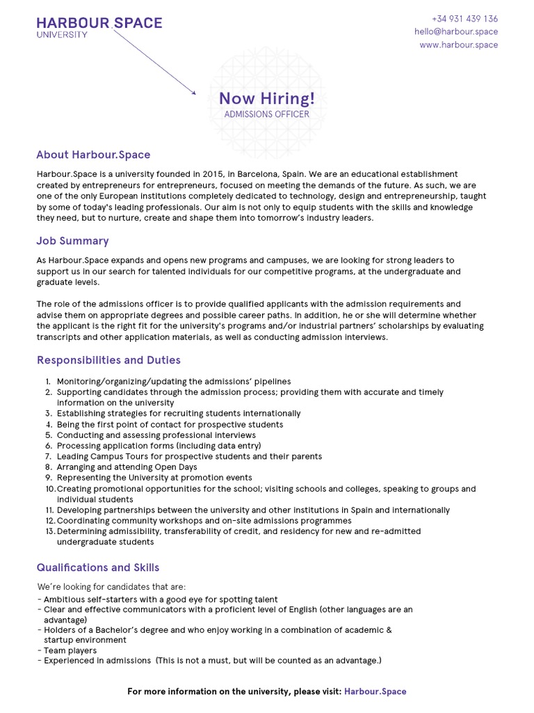 Admission Officer Job Description PDF | PDF | University And College ...