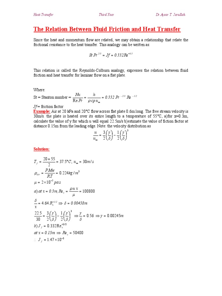 The Relation Between Fluid Friction and Heat Transfer: 0.332re JF ST PR ...