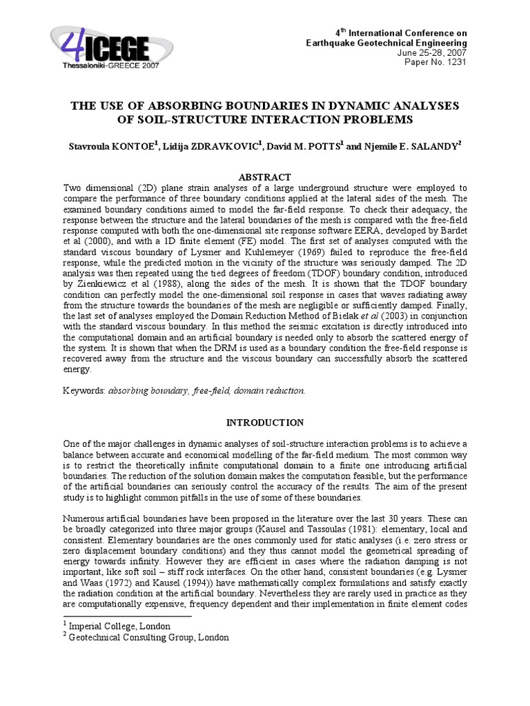 Comparing the Performance of Absorbing Boundary Conditions in Dynamic Analyses of Soil-Structure ...
