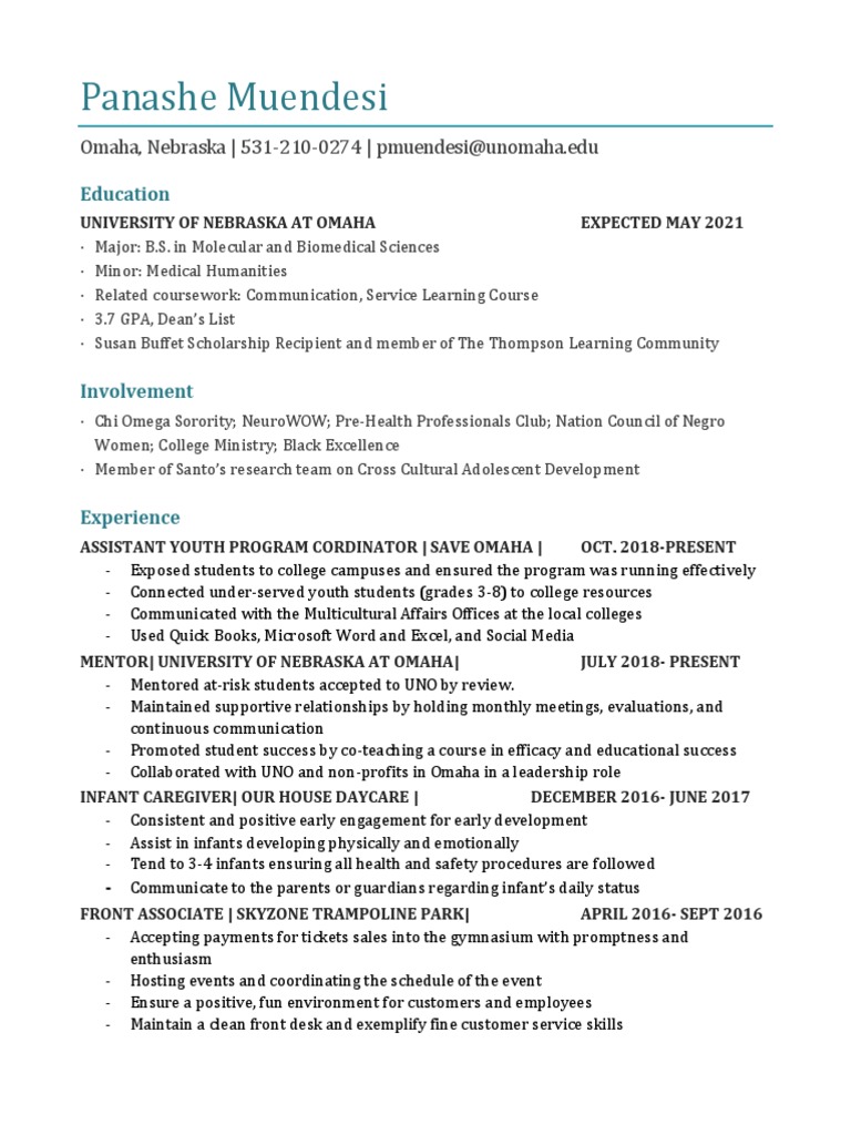 Panashe Muendesi Master Resume | PDF | Behavior Modification | Communication