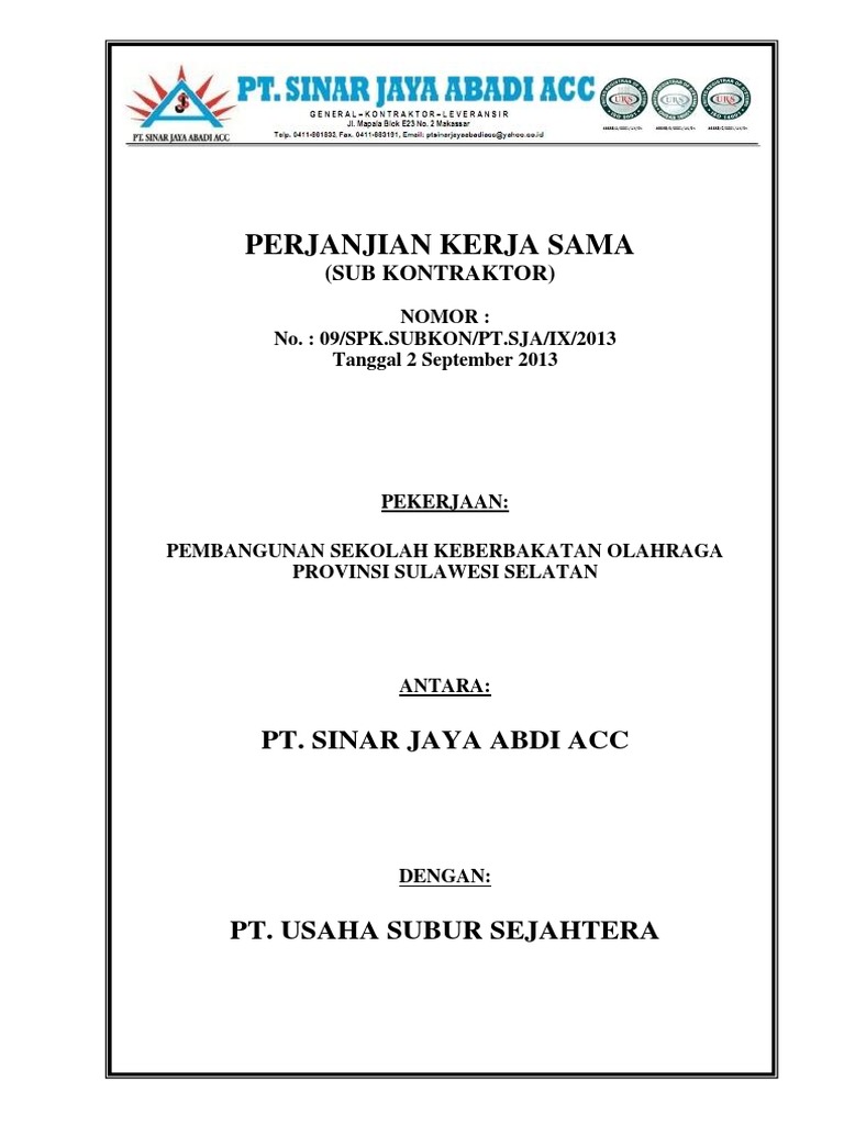 1 Cover Kontrak Konstruksi | PDF