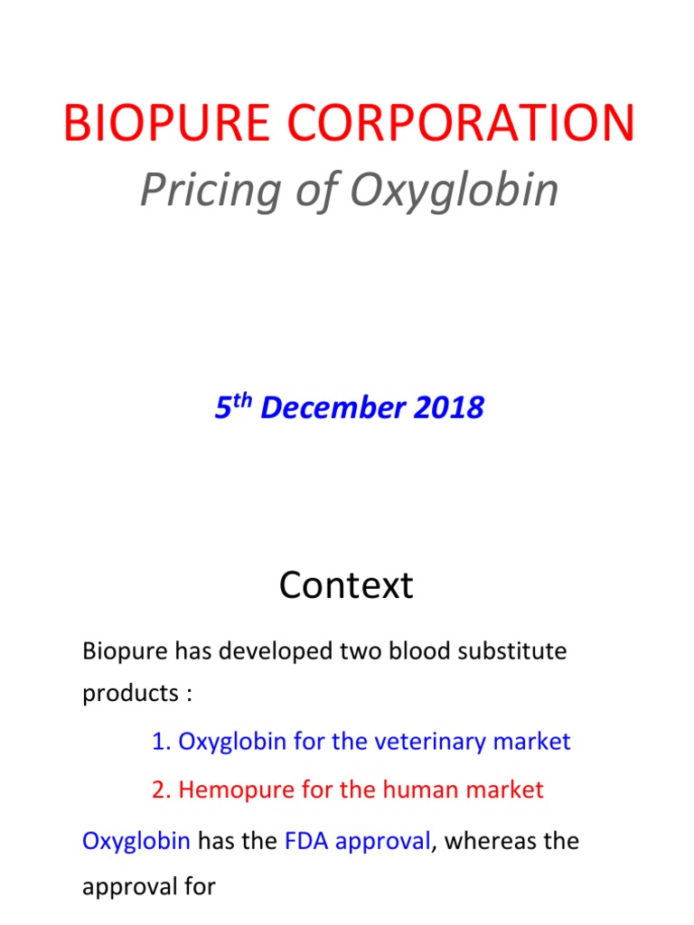 Biopure Corporation - Pricing of Oxyglobin | PDF | Blood Transfusion ...