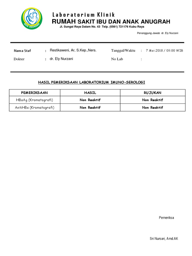 Contoh Form HBsaG | PDF