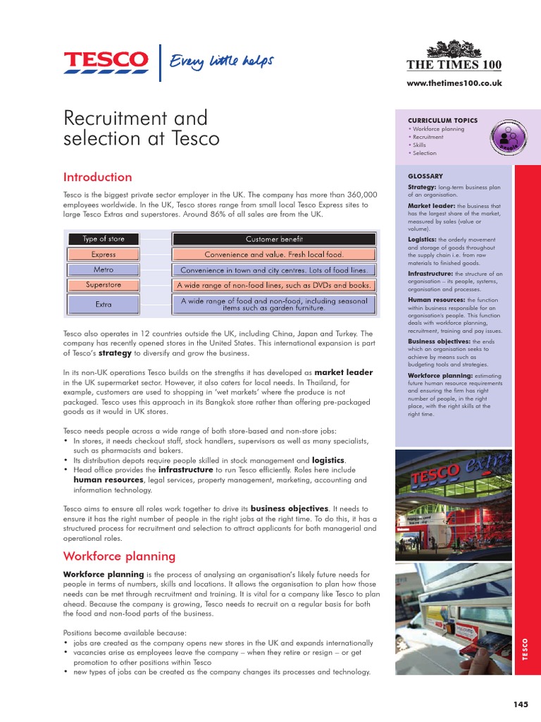 Unit 5 - Case Study (Tesco) - Recruitment & Selection PDF | PDF ...
