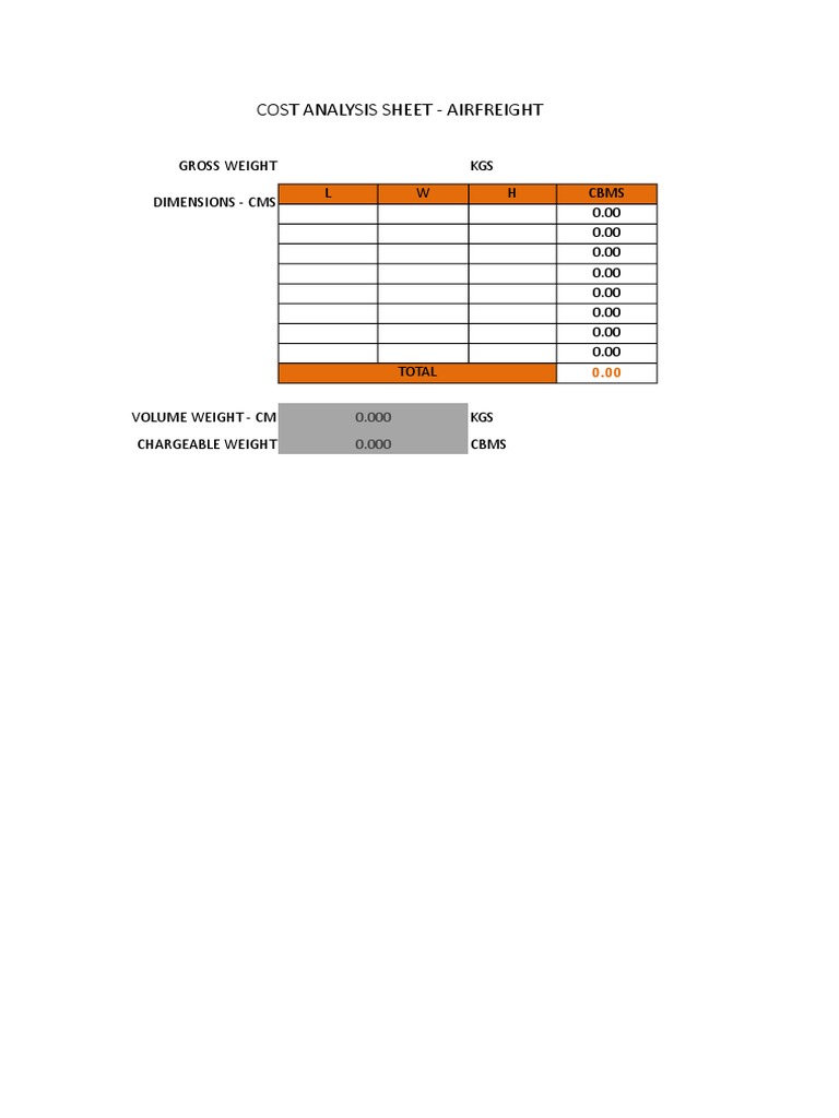 Cost Analysis Sheet - Airfreight | PDF
