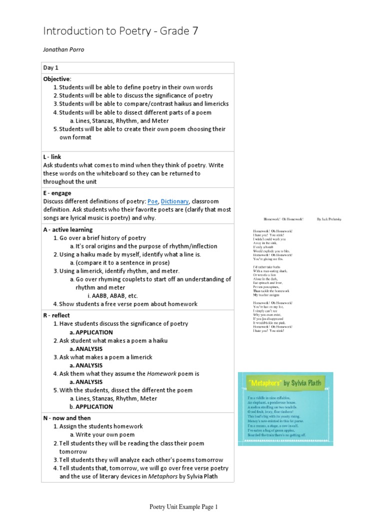 Introduction To Poetry - Grade 7 | PDF