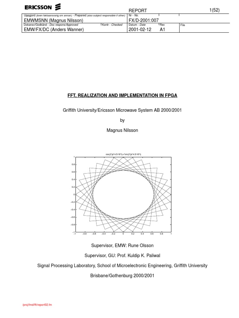 Fft Implementation In Fpga Pdf Fourier Series Discrete Fourier Transform