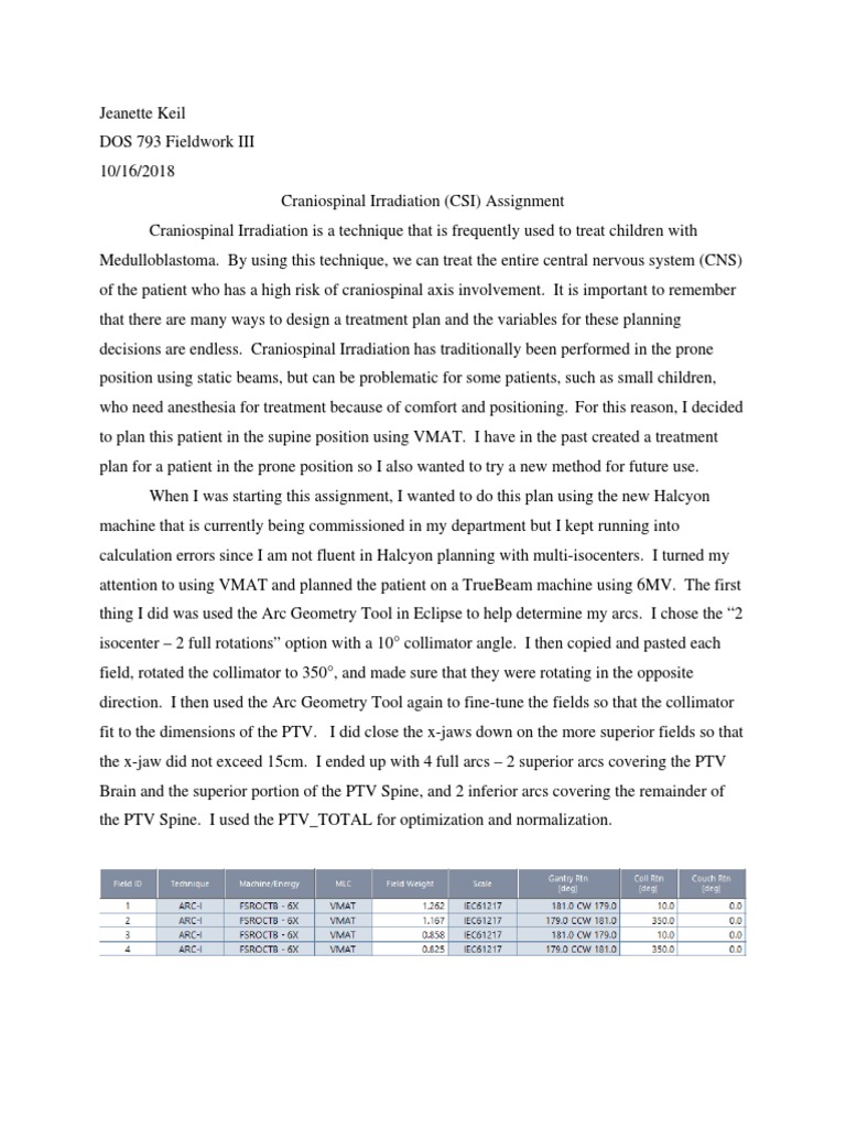 Csi Assignment | PDF | Radiation Therapy | Clinical Medicine