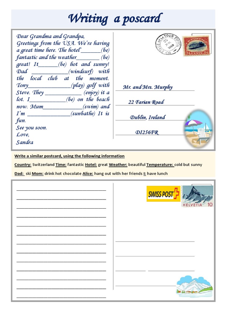 Writing A Postcard | PDF