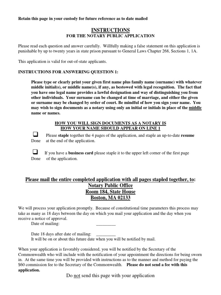 MA - Notary Public Application 2018 | PDF | Notary Public | Government ...