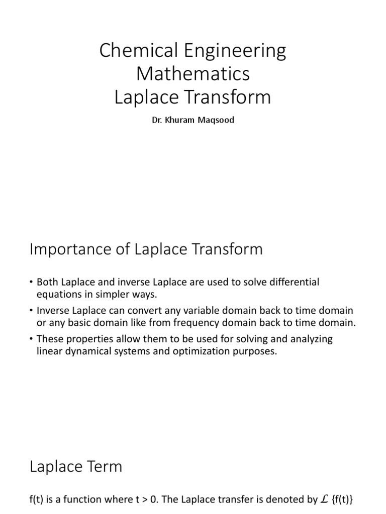 Chemical Engineering Mathematics Lecture Notes | PDF | Laplace ...