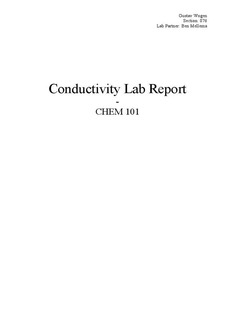 Lab Report - Conductivity of Solutions | PDF | Ion | Dissociation ...
